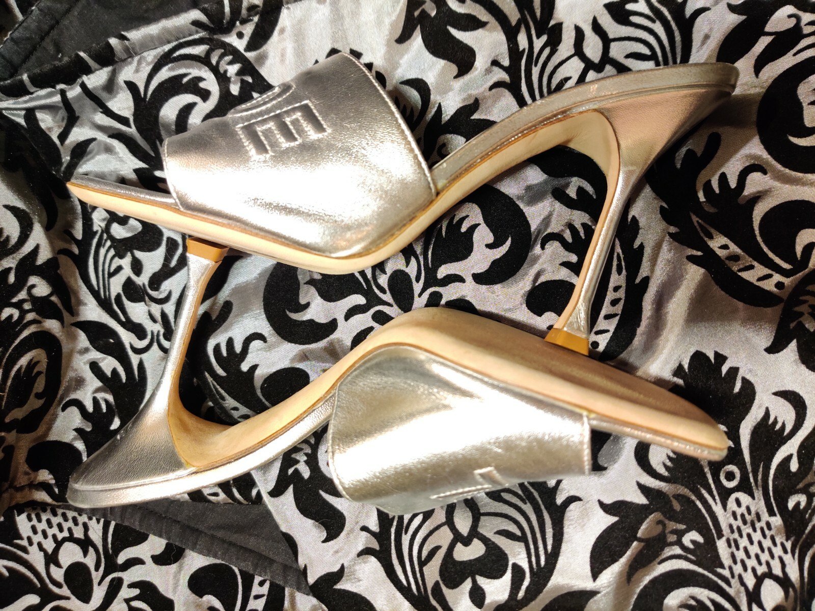 Brian Atwood SPIAGGA POOL SLIDE Sandal Heels, Silver WOMENS Size 9.5 ...
