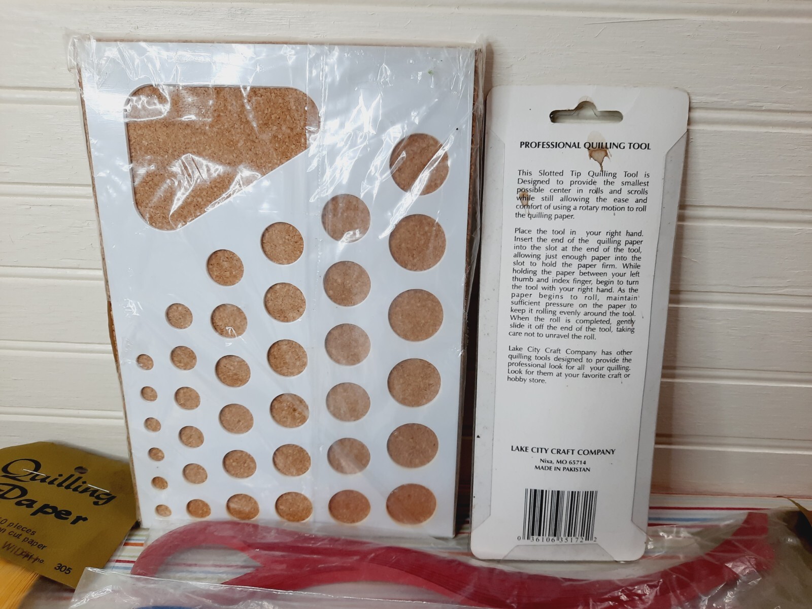 Vintage Paper Quilling Lot Paper Strips Board Tool New NOS Crafting ...