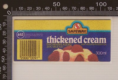 VINTAGE SAFEWAY SUPERMARKET AUSTRALIA THICKENED CREAM HOME BRAND LABEL ...