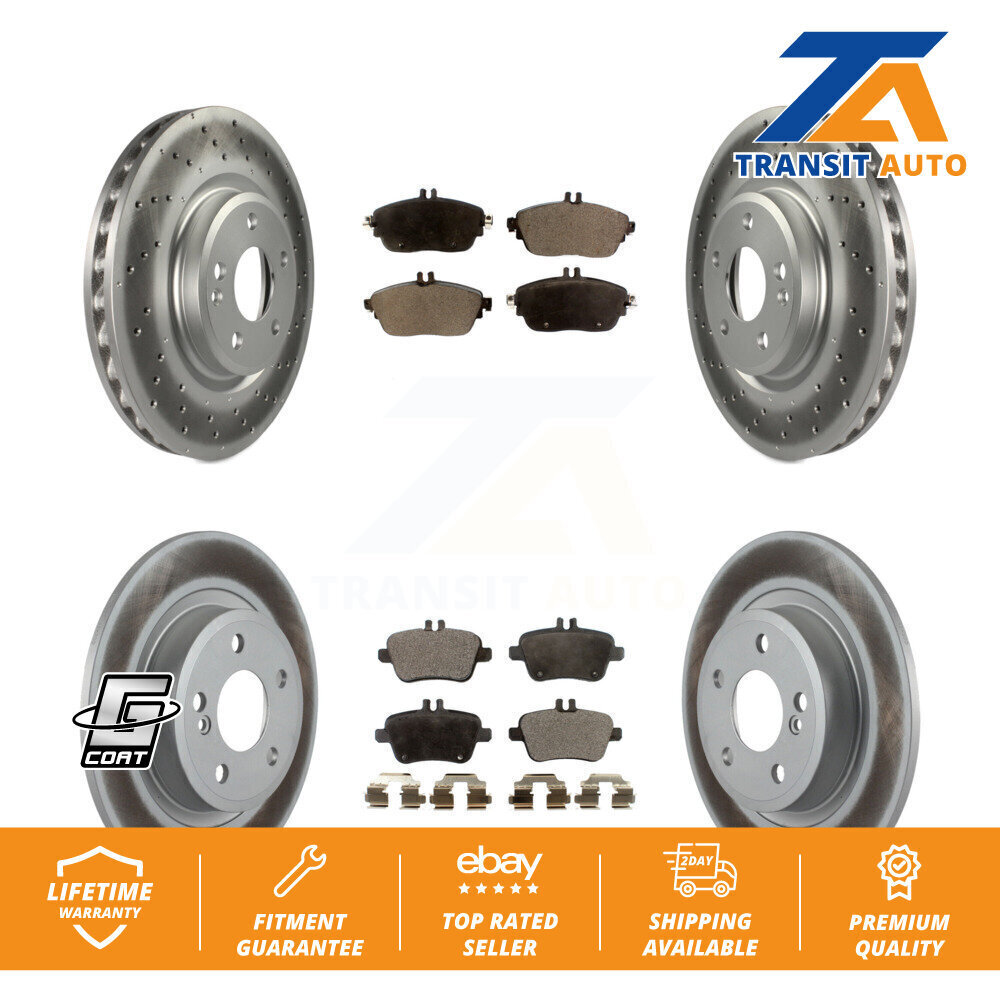 Front Rear Coated Disc Brake Rotors And Ceramic Pads Kit For Mercedes ...