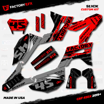 Gray & Red Slick Racing Graphics kit fits Honda Crf450X 19-25 Crf 450X ...