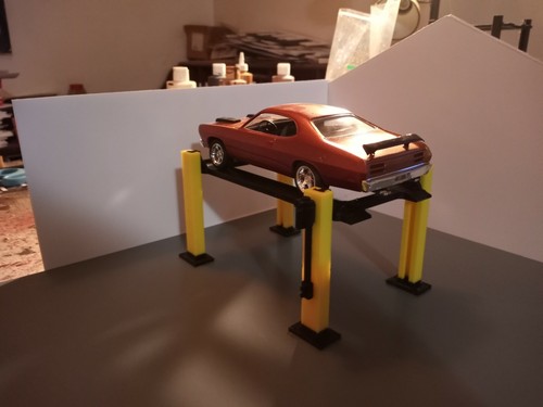 1:24 1:25 Scale 4 Post Model Car Lift for Garage Diorama Black /Yellow ...