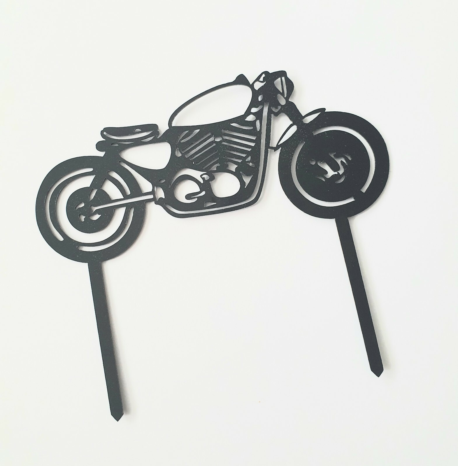 BLACK MOTORBIKE CAKE TOPPER- ACRYLIC MOTORCYCLE-BIKE-BIKER-PARTY ...