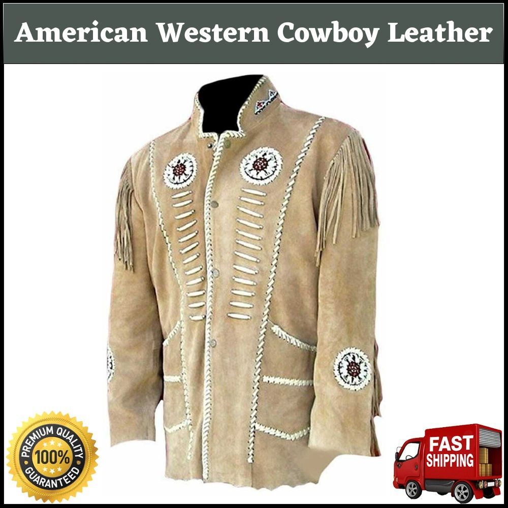 Men Native American Western Cowboy Leather Jacket Suede Leather Fringe ...