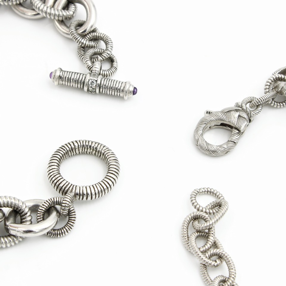 Judith Ripka Sterling Charm Chain Cuff Bracelets Pendant Rings Lot of 8 ...