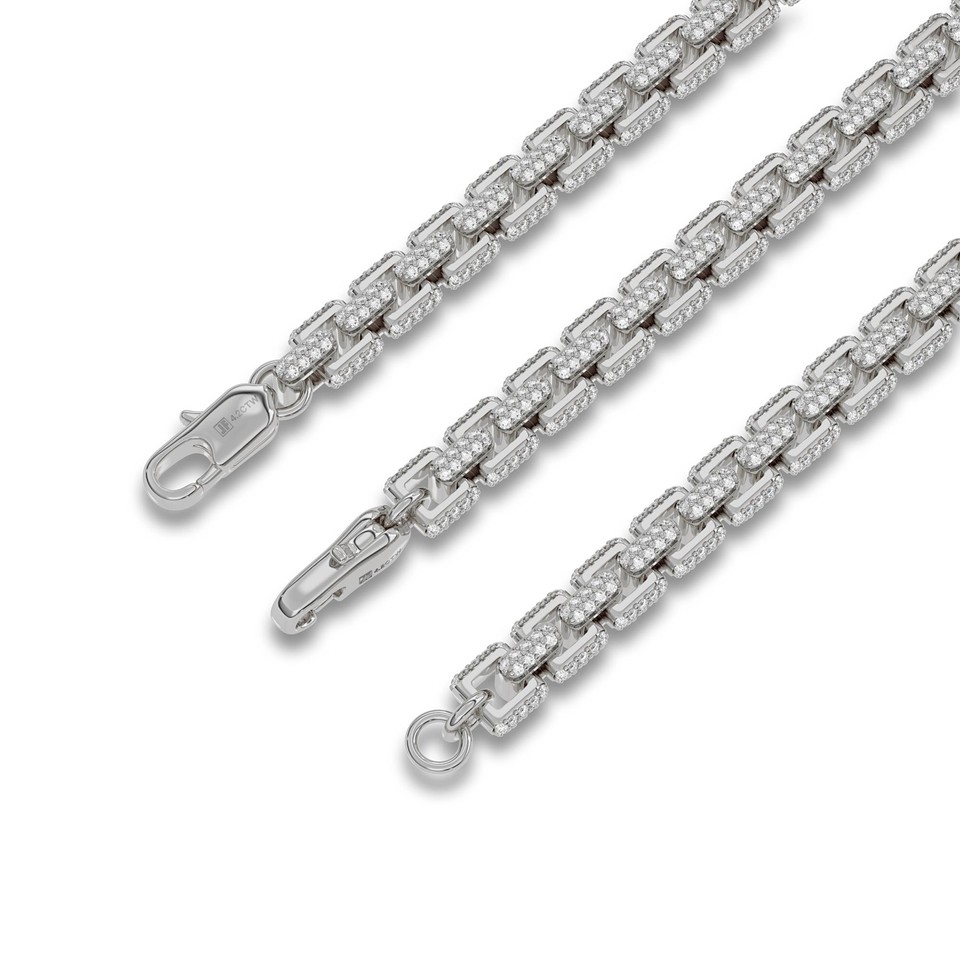 4MM Iced Out Moissanite Iced Out Box Chain 925 Silver For Men | eBay