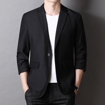 Men One Button Blazer Suit Jacket Casual Business Formal Coat Regular ...