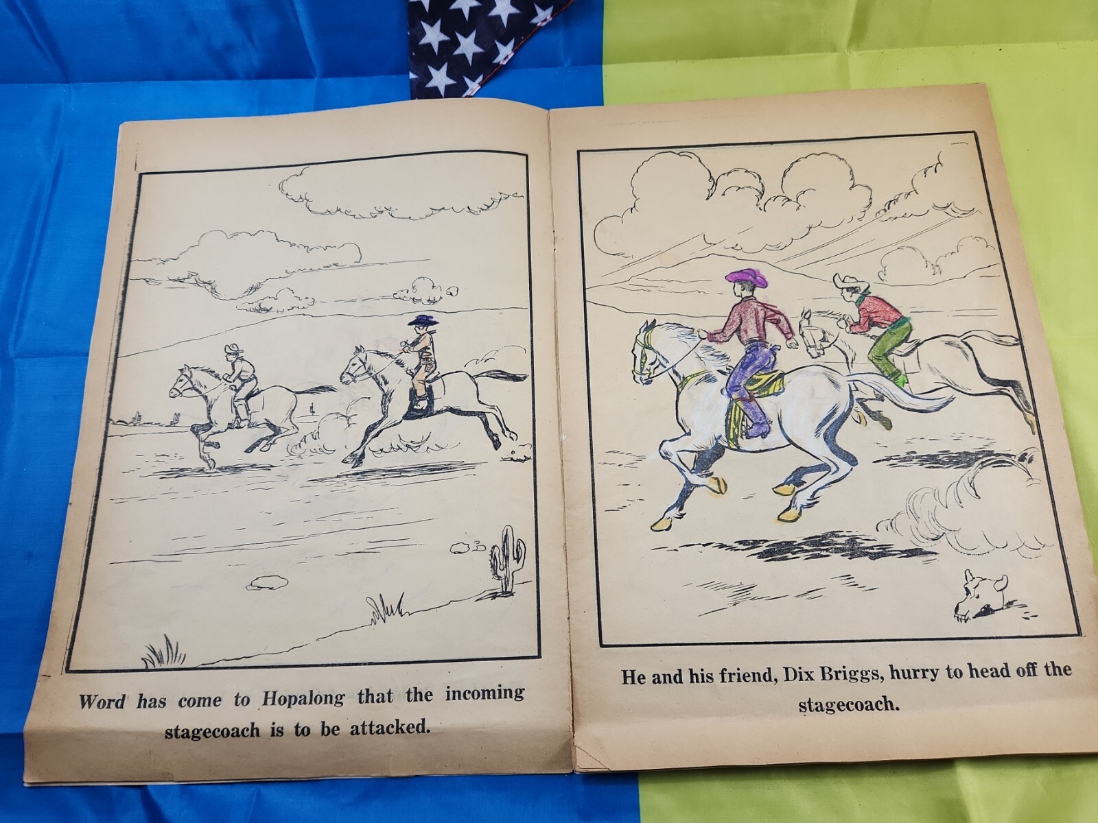 VINTAGE Hopalong Cassidy Coloring Book Abbott Rare Cover William Boyd ...