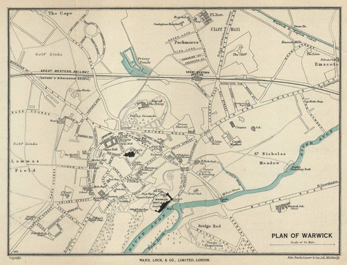 WARWICK vintage tourist town city plan. Warwickshire. WARD LOCK 1940 ...
