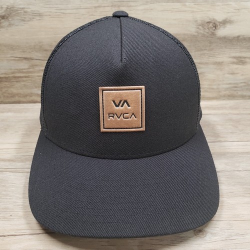 RVCA VA Hat Cap Snapback Square Patch Black Mesh Back Logo Mid Fit | eBay