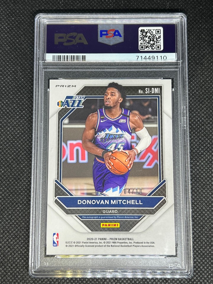 Donovan Mitchell 2020-21 Prizm Gold Signatures Auto 4/10 #SI-DMI PSA 9 ...