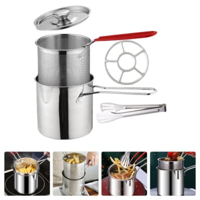 Deep Fryer Set 12cm Stainless Steel Frying Basket Pan Kitchen Tong For ...