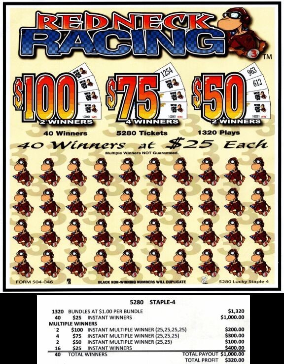 REDNECK RACING Single game, pull tabs- Jar Tickets | eBay