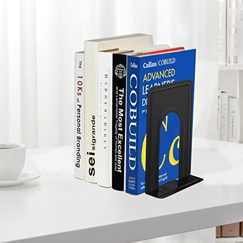 6 Pcs Metal Bookend Non-Skid Book Stopper for Shelves Library Office | eBay