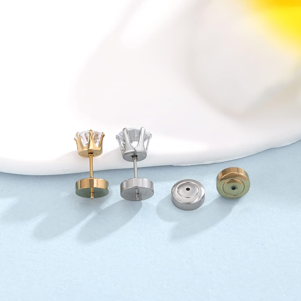 4 Pcs Round Discs Earring Backs for Droopy Ears Stud Pierced Locking ...
