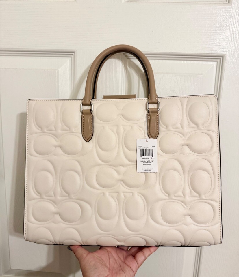 NWT Coach Maggie Tote Bag In Blocked Signature Leather CY673/CY672 | eBay