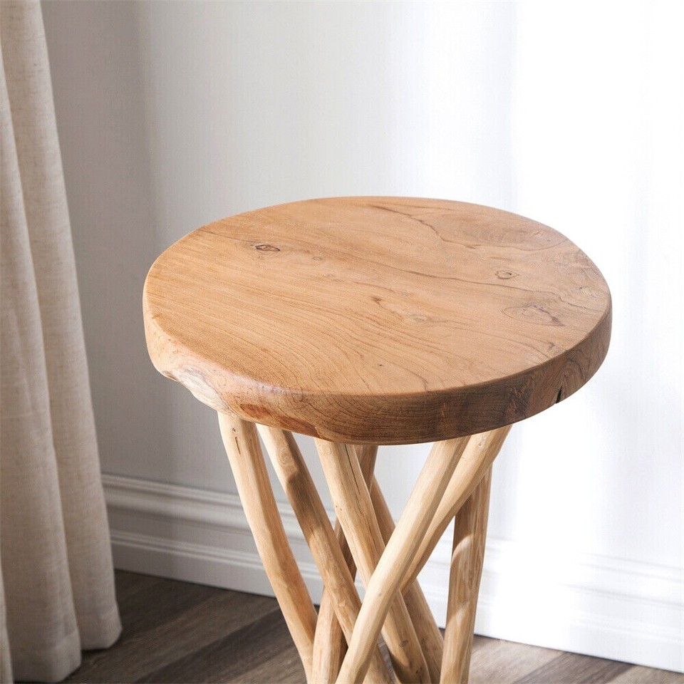 Teak Wood Branch End Table Rustic Side Table Small Accent Table Plant ...