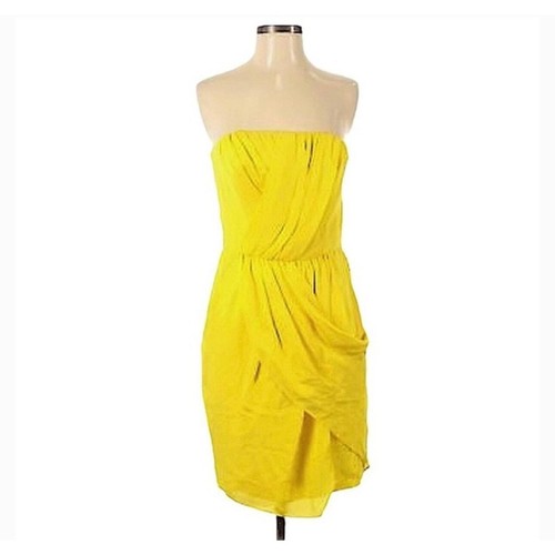 Alli Ro yellow strapless chiffon silk dress NWT size 6 Y2K | eBay