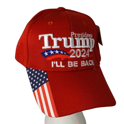 Red President Trump I'll Be Back With USA Half Bill Hat | eBay