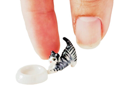 Miniature Ceramic Kitten Figurine Set Tiny Collectible Cat Desk Decor ...