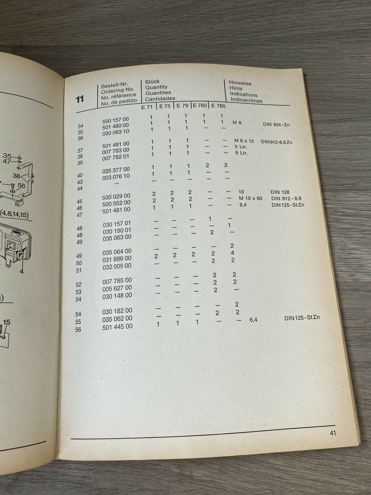 HATZ DIESEL ENGINE E71 E75 E79 E780 E785 SPARE PARTS LIST ORIGINAL NOT ...