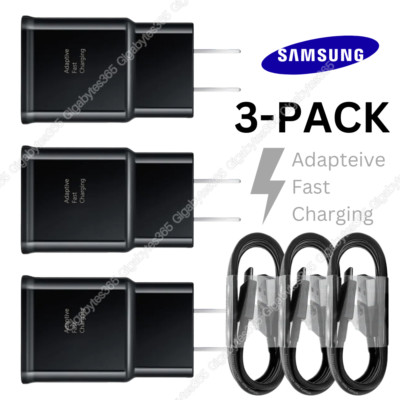 3PACK Fast Charger Wall Adapter USB+Type C Charging Cable For Samsung ...