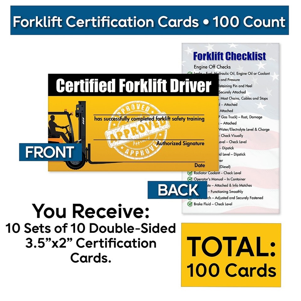 Forklift Certification Training Cards - Certified Forklift Driver Card ...