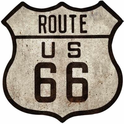 US ROUTE 66 HWY SHIELD SHAPED 18" HEAVY DUTY USA MADE METAL HIGHWAY ADV ...