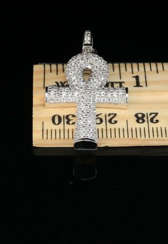 Sterling Silver ANKH Shape Beautiful Fancy Pendant White 1.85ct Cubic ...