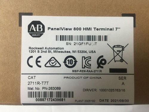 Allen-Bradley 2711R-T7T PANELVIEW 800 7-INCH HMI TERMINAL AB Free Ship ...