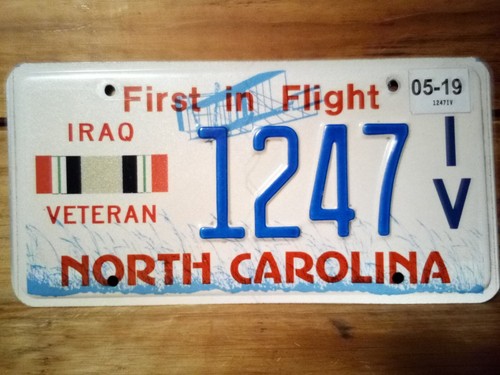 (15-10) COLLECTIBLE LICENSE PLATE: NORTH CAROLINA IRAQ WAR VETERAN ...