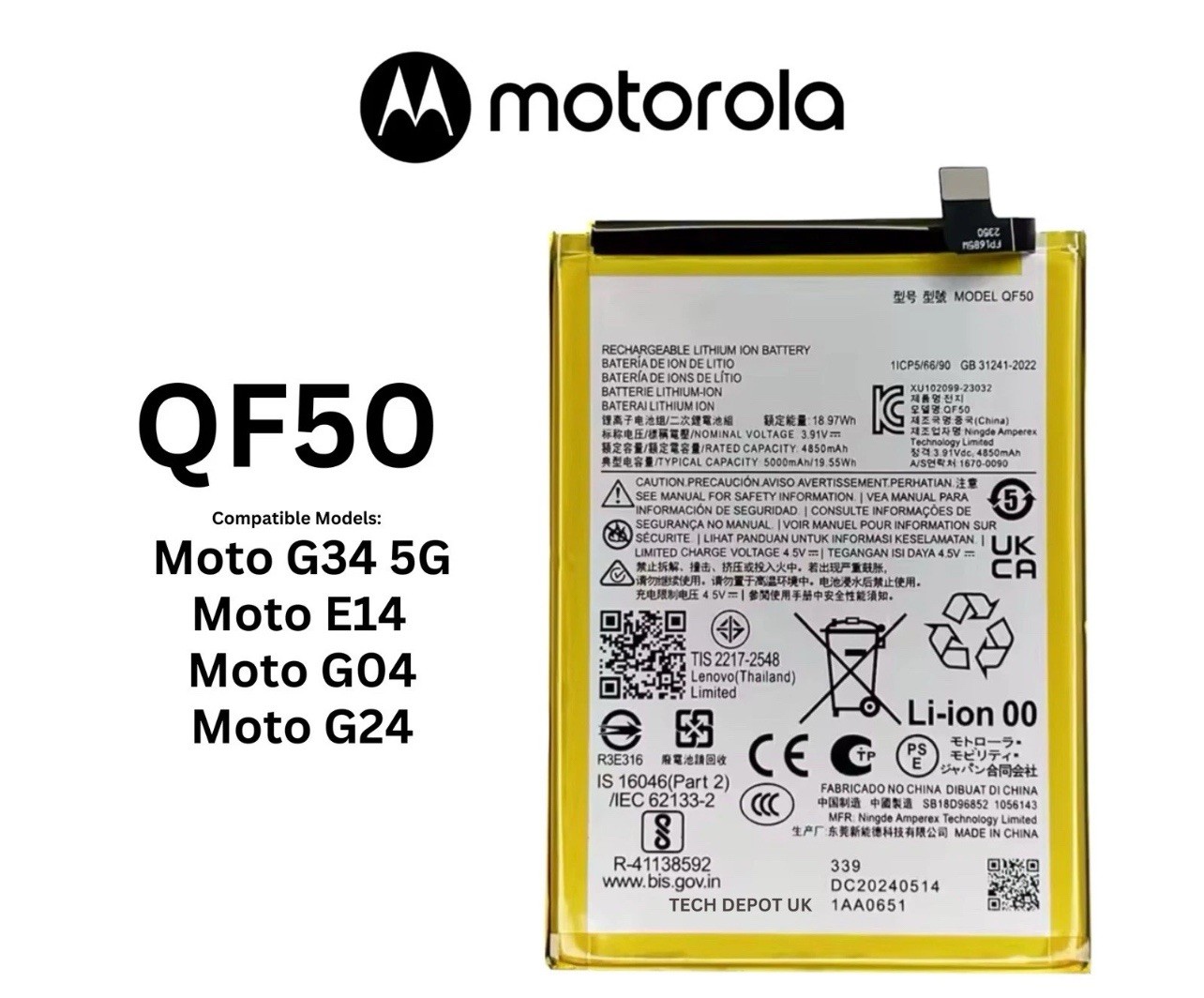 Brand New QF50 5000mAh Battery For Motorola moto G34 XT2363-4 | eBay UK