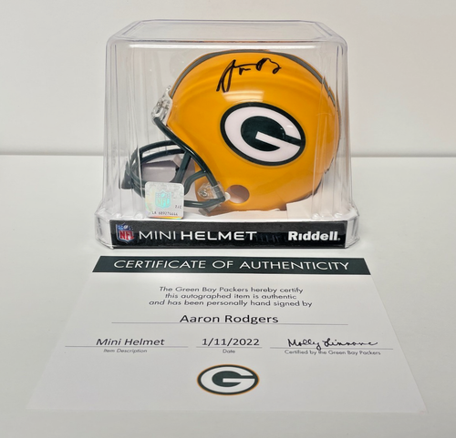 Aaron Rodgers Signed Green Bay Packers Riddell Mini Helmet with COA | eBay