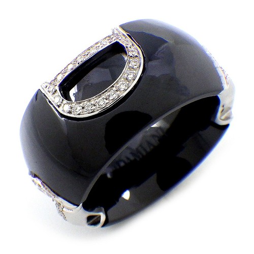DAMIANI Ring D Icon 20082214 Diamond 750(18K) White Gold Black Ceramic ...