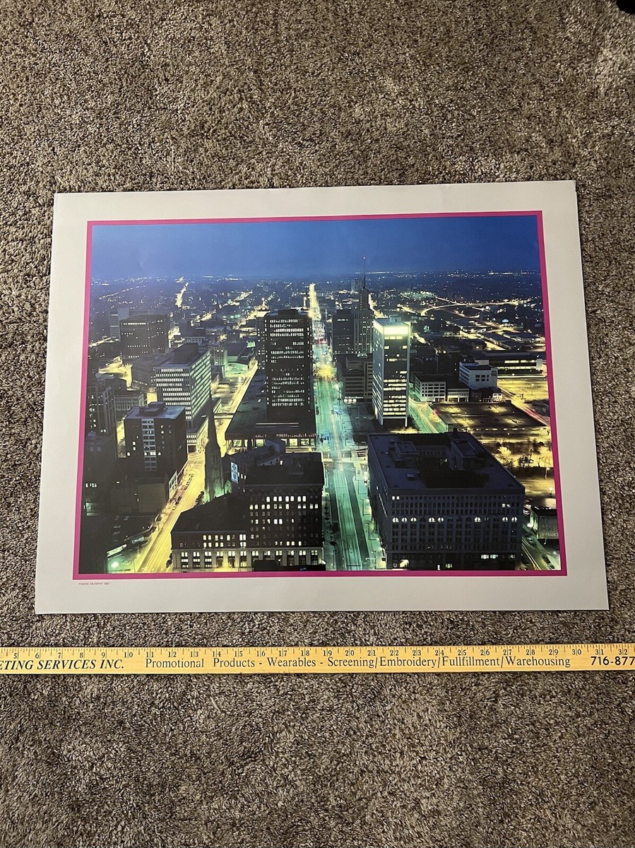 Buffalo Aerial View Night City Lights Buffalo Skyline At Night