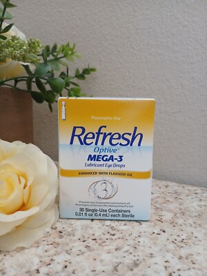 Refresh Optive Mega-3 Lubricant Eye Drops with Flaxseed Oil 30 Each Exp ...