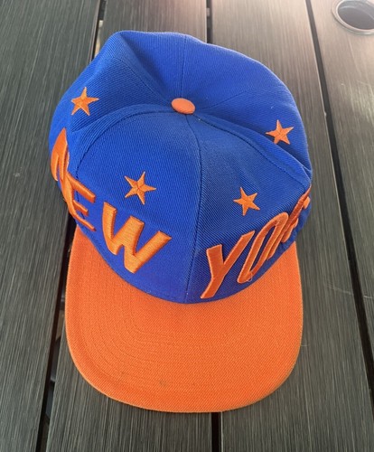 Vintage NY New York Knicks Theme Snapback NBA Official Rare Orange Blue ...