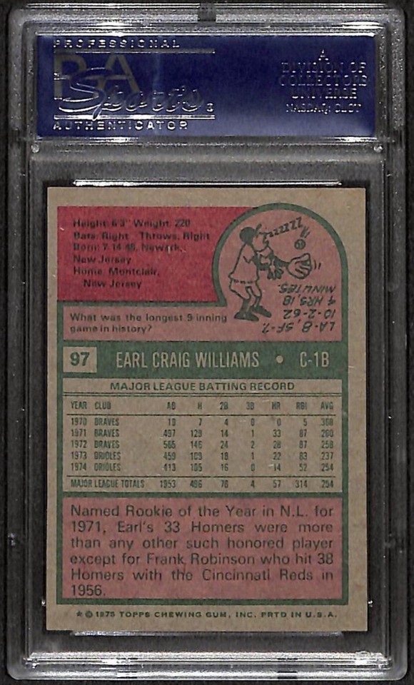 1975 Topps Earl Williams #97 PSA 7 Near Mint Baltimore Orioles | eBay