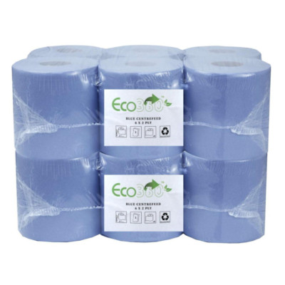 12 x Industrial Blue Roll Centrefeed 300 Sheet Perforated - Office ...