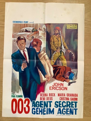 Affiche 35x55 »003 AGENT SECRET »1966- John ERICSON-Maria GRANADA- ROCK ...