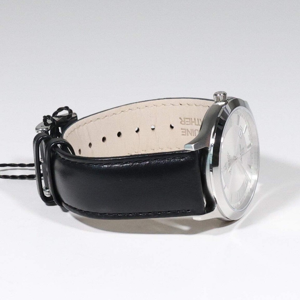 Atlantic Seahunter 330 Silver Dial Black Leather Strap Men's Watch ...