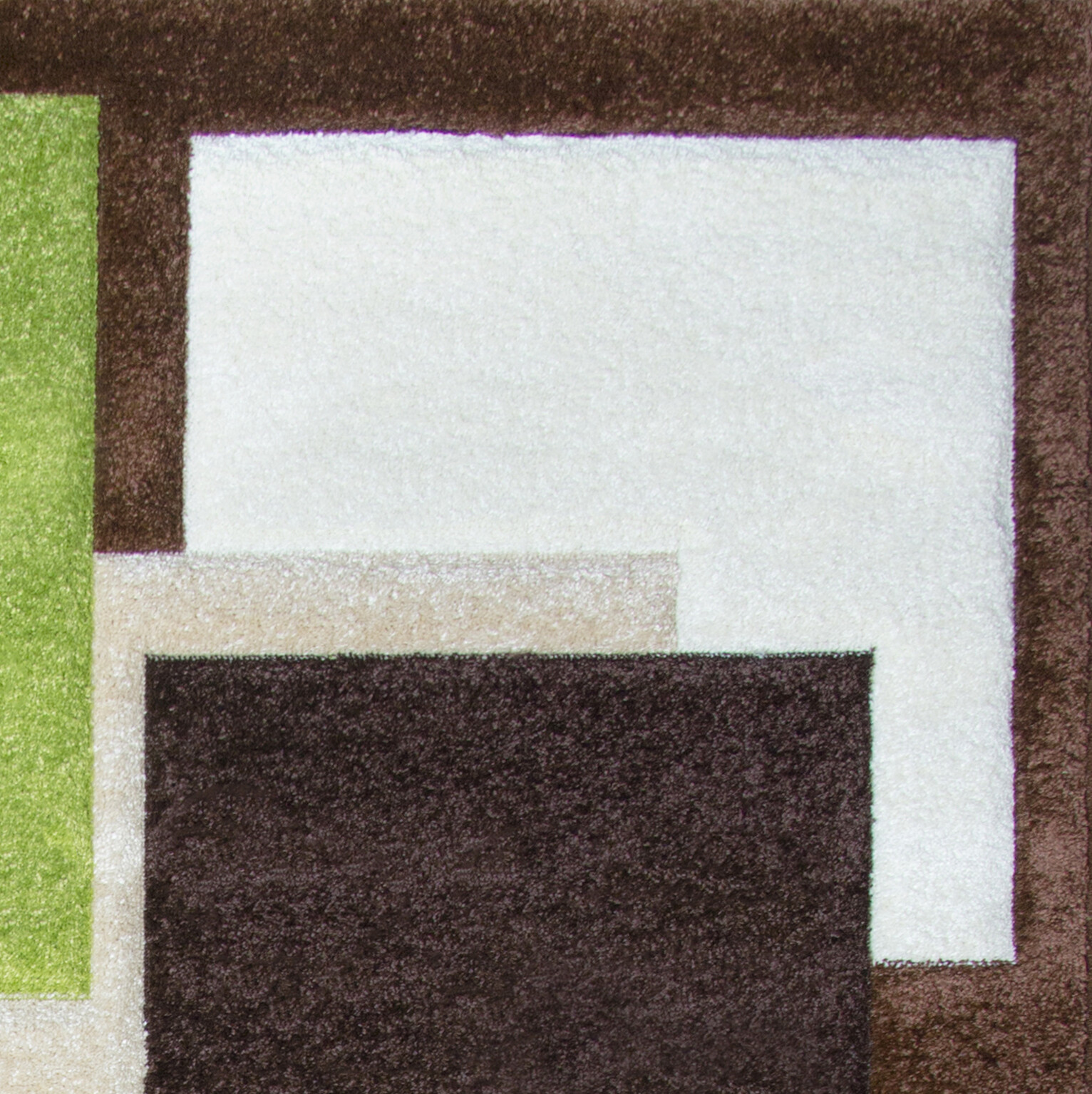 Green Rug Runner Modern Abstract Hand Carved Soft Pile 3D Texture Brown ...