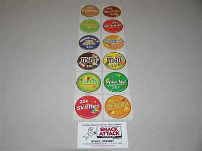 VENDSTAR 3000 BULK CANDY VENDING MACHINE / (12) CANDY LABEL STICKERS ...