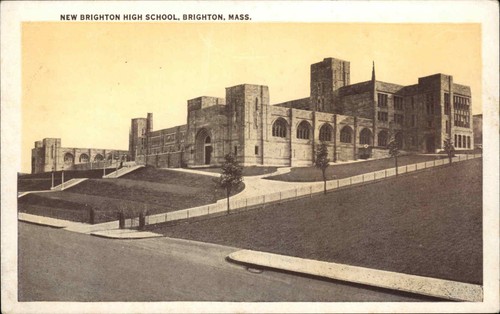 Brighton Massachusetts MA Brighton High School Stone 1900s-20s Vintage ...