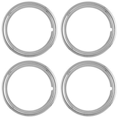 4 NEW 15' CHROME Steel Wheel Trim Rings Beauty Rims Glamour Ring Rim ...