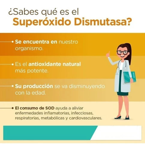 SOD Superóxido Dismutasa 2400 Unidades, 300 mg,180 Cáp, ANTIOXIDANTE ...