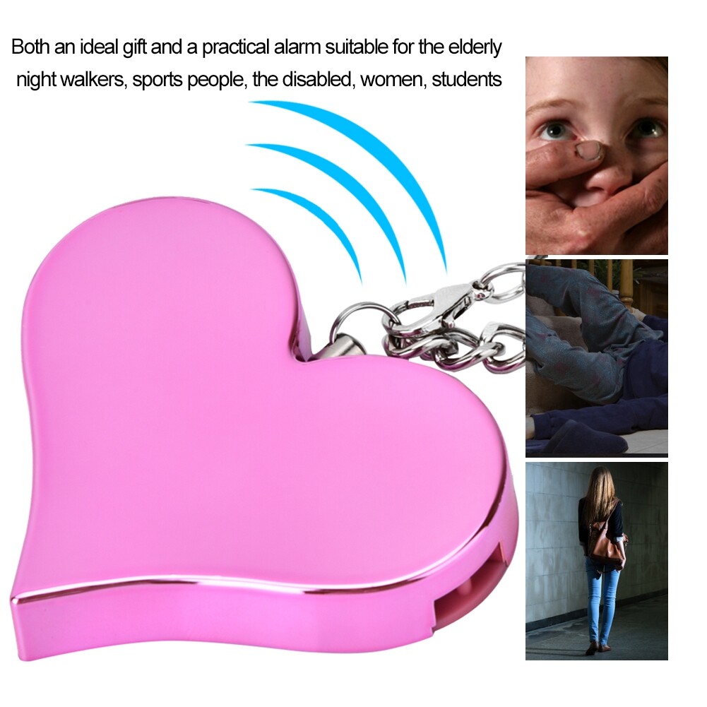 130DB Heart Shape Personal Security Alarm Keychain Emergency Self ...
