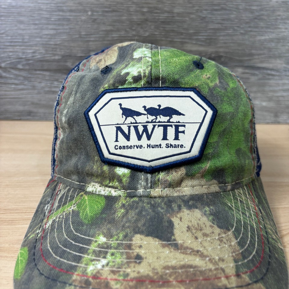 National Wild Turkey Federation Hat Cap Strap Back Brown Green Camo ...