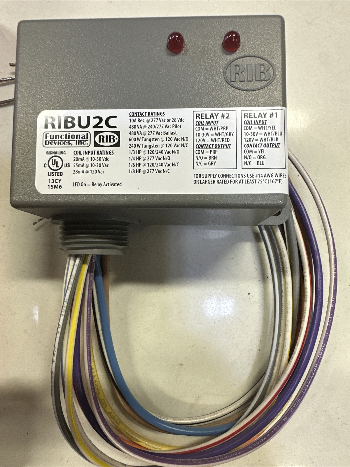 OPENBOX Functional Devices RIBU2C Enclosed Pilot Relay 10 Amp 2 SPDT ...