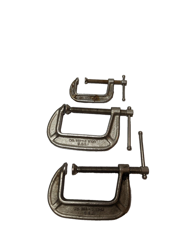 Vintage Brink & Cotton 3 C Clamps USA Made 2 No. 143 3 inch and 1 No ...
